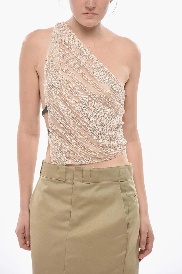 Dsquared2 Sequin-embellished One-shoulder Top