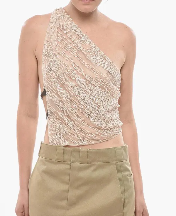 Dsquared2 Sequin-embellished One-shoulder Top