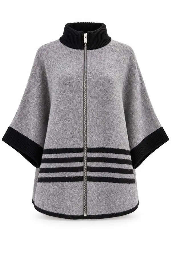 JAMES LAKELAND Stripe Zip Knit Cape