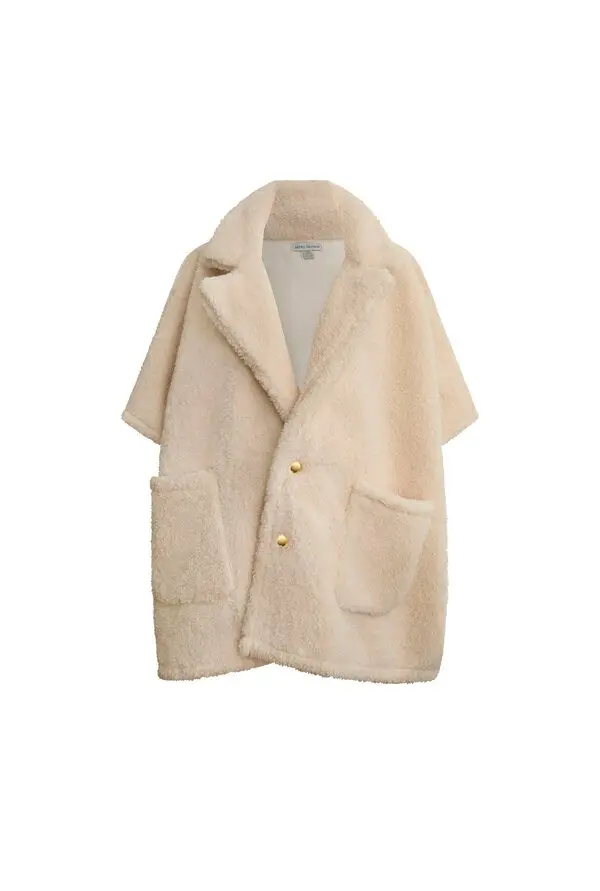 JAMES LAKELAND Neutrals Cream Teddy Button Cape