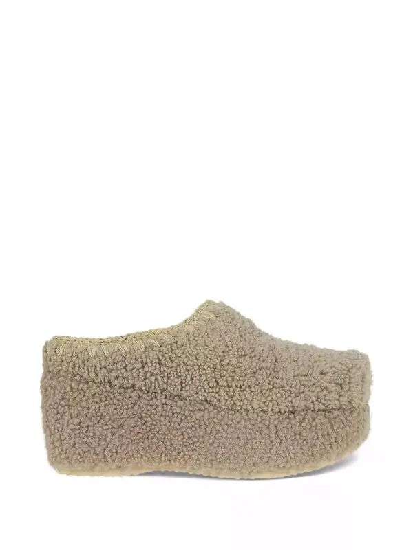 Mou Shearling-effect Crochet-trim Mules