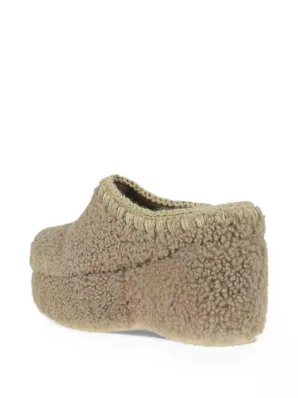 Mou Shearling-effect Crochet-trim Mules