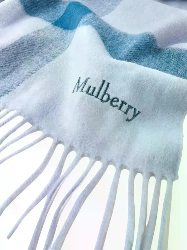 Mulberry Check-pattern Fringed Scarf