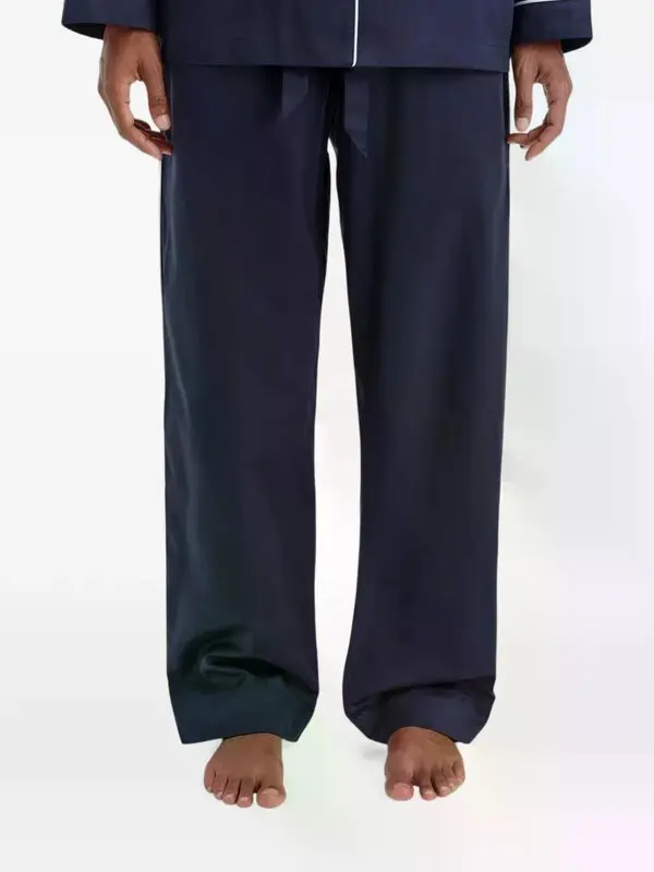 TEKLA Sateen Contrast-piping Pajamas Pants