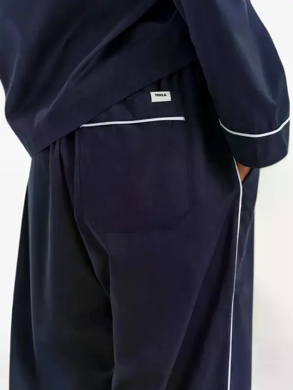 TEKLA Sateen Contrast-piping Pajamas Pants