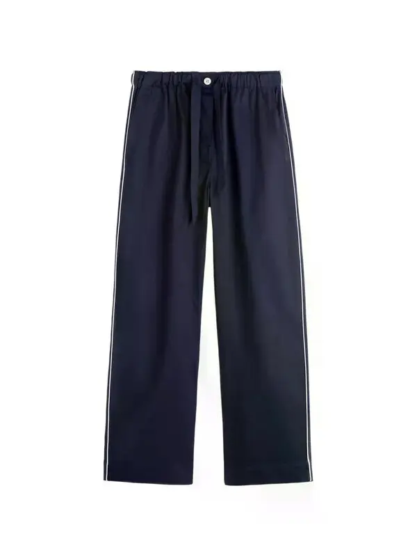 TEKLA Sateen Contrast-piping Pajamas Pants - Blue