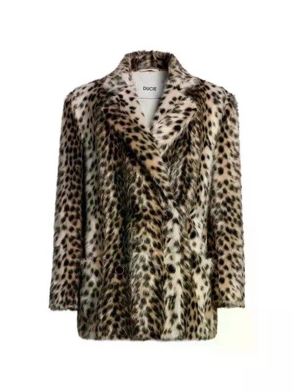 DUCIE Theodora Double-breasted Faux-fur Coat