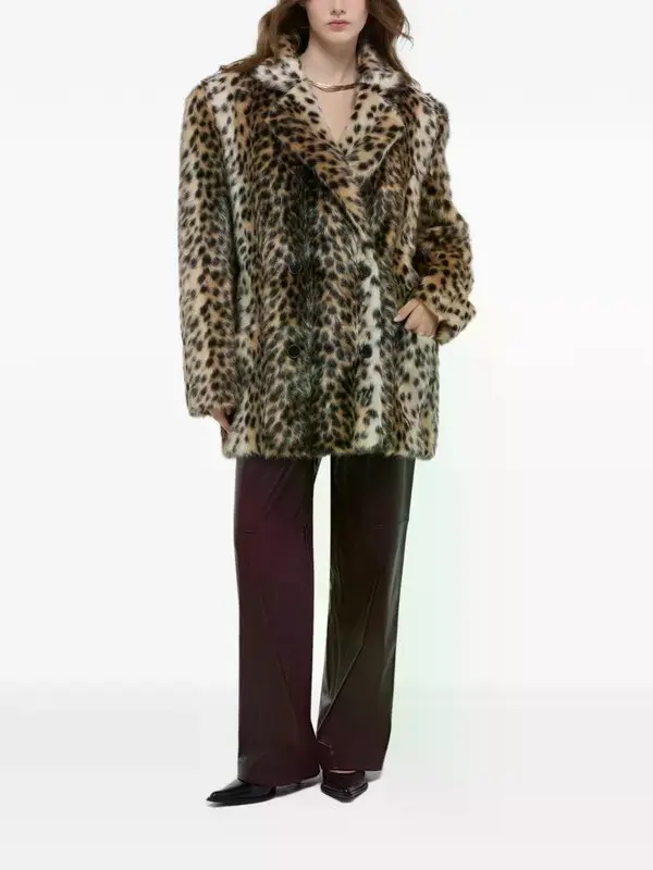 DUCIE Theodora Double-breasted Faux-fur Coat