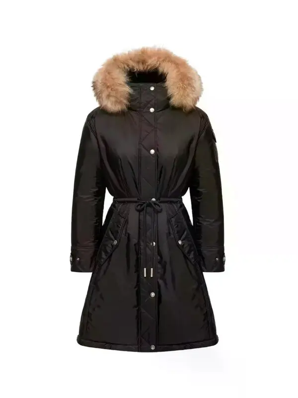 Moncler Moustique Hooded Shearling Trimmed Long Down Parka