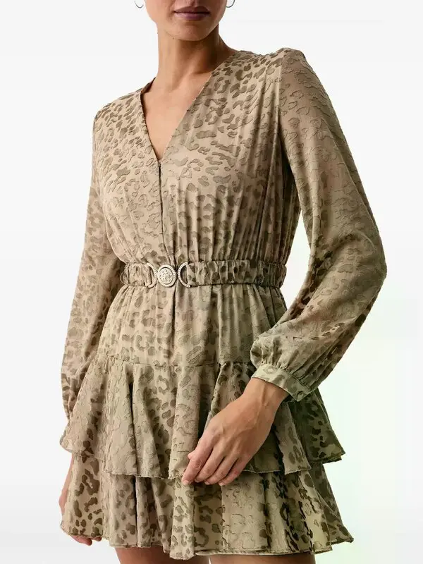 Guess Clarisse Leopard-print Tiered Mini Dress