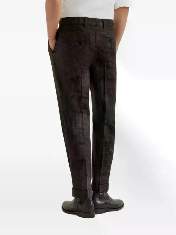 Brunello Cucinelli Check-pattern Pleated Tailored Trousers