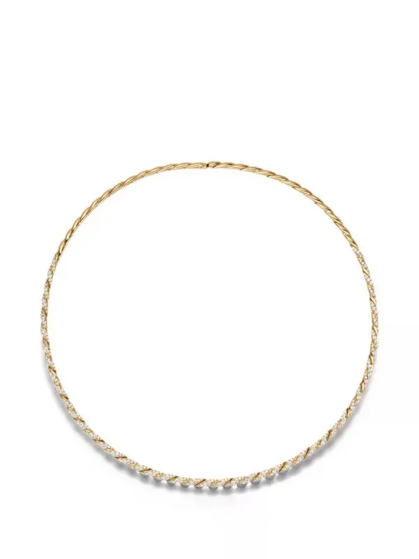 David Yurman Sculpted Cable Flex Diamond Necklace - Gold