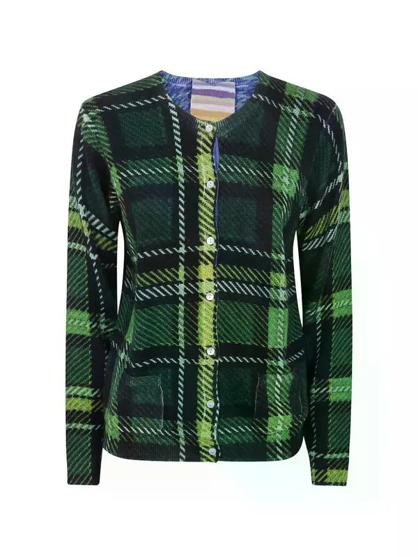 IN BED WITH YOU Tartan-check Merino Cardigan
