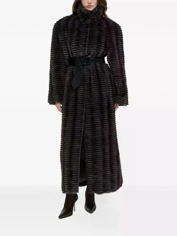 DUCIE Collette Stand-collar Faux-fur Coat