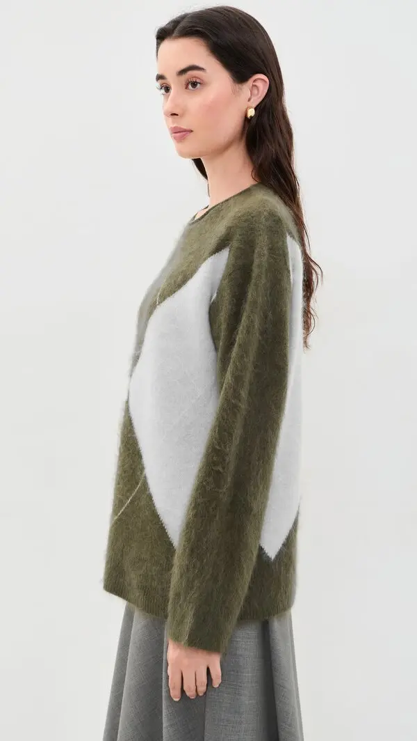 Theory Airy Brushed Argyle Pullover