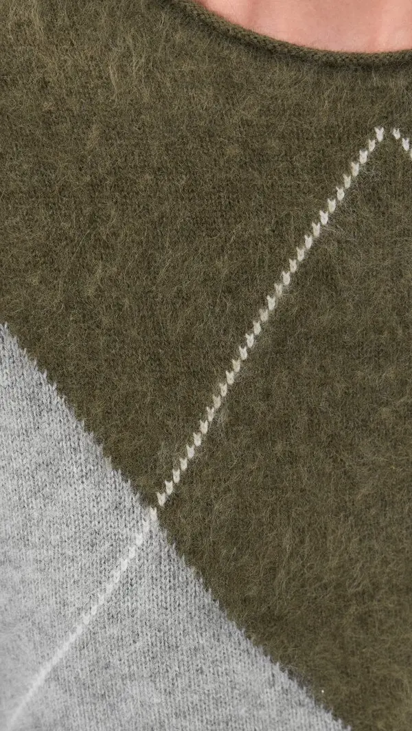 Theory Airy Brushed Argyle Pullover