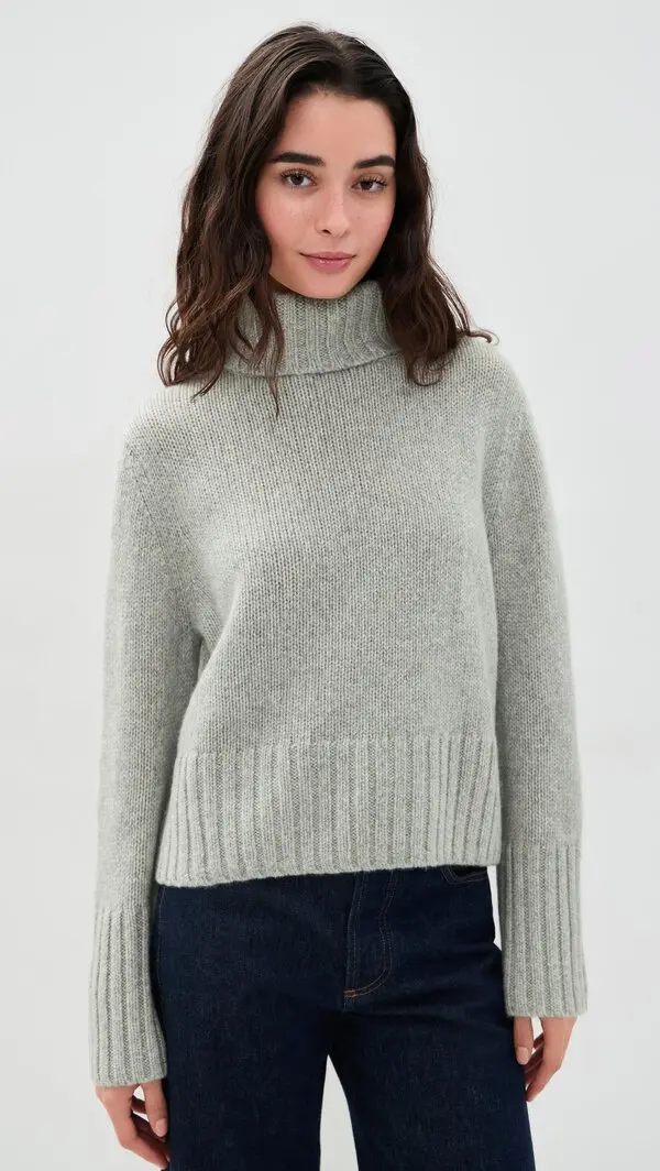 Jenni Kayne Cropped Cashmere Jet Turtleneck Sweater