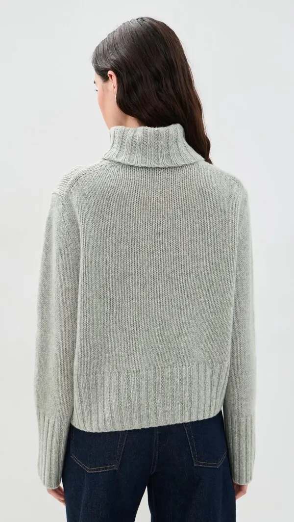 Jenni Kayne Cropped Cashmere Jet Turtleneck Sweater