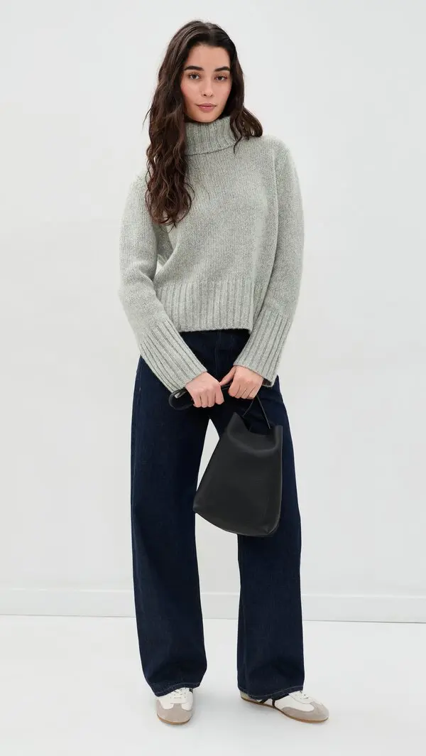 Jenni Kayne Cropped Cashmere Jet Turtleneck Sweater