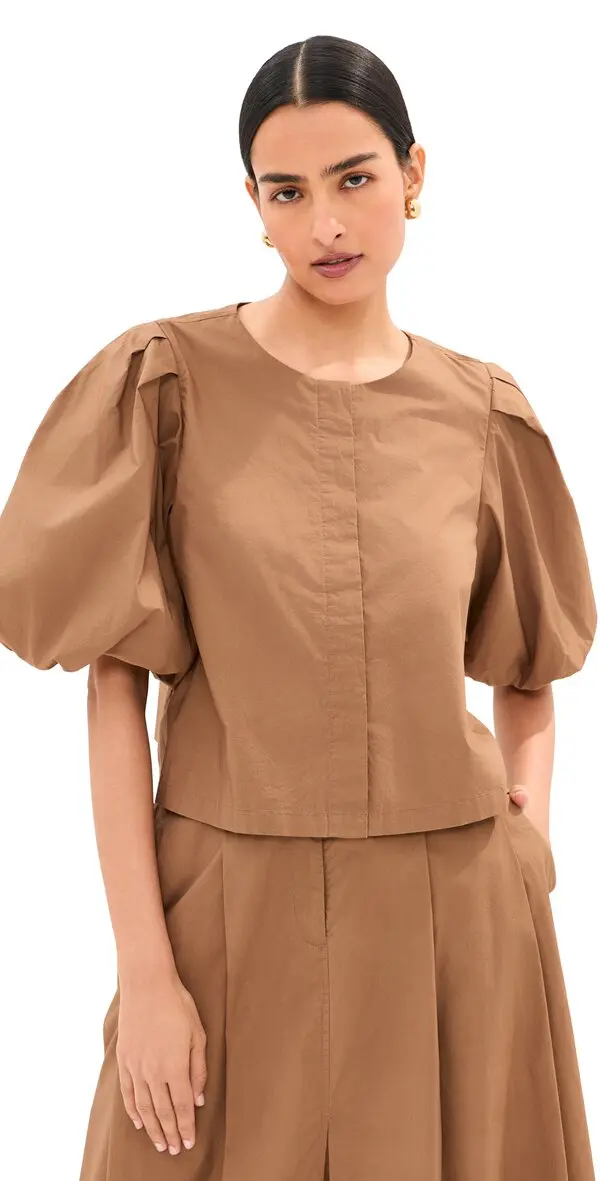 LE BOP Liza Puff Sleeve Shirt - Hazelnut