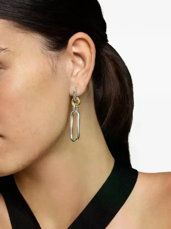 David Yurman Lexington Double Link Drop Earrings - Silver