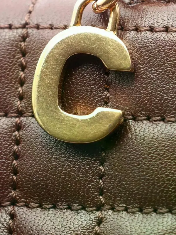 Celine 2000-2026 Quilted Leather C Charm Purse Coin Pouch