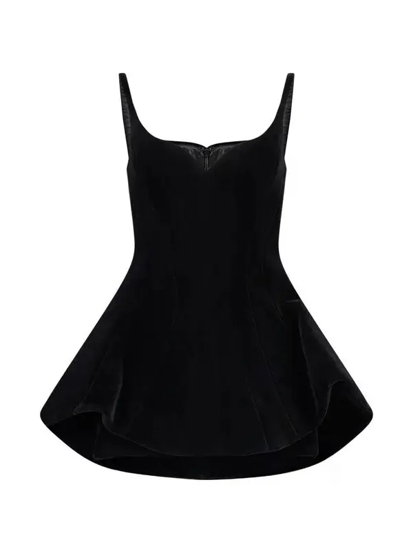 David Koma Velvet Pleated Mini Dress