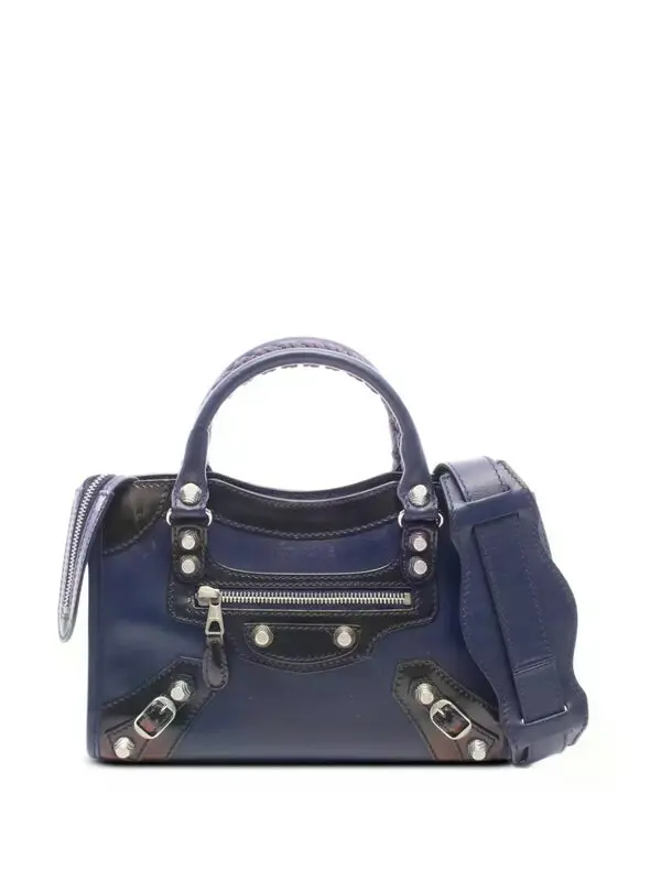 Balenciaga 2018-2026 Mini Lambskin Motocross Giant 21 City Satchel - Blue