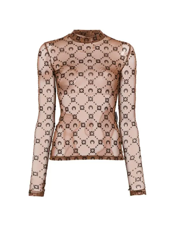 MARINE SERRE Monogram Mesh Flock Top