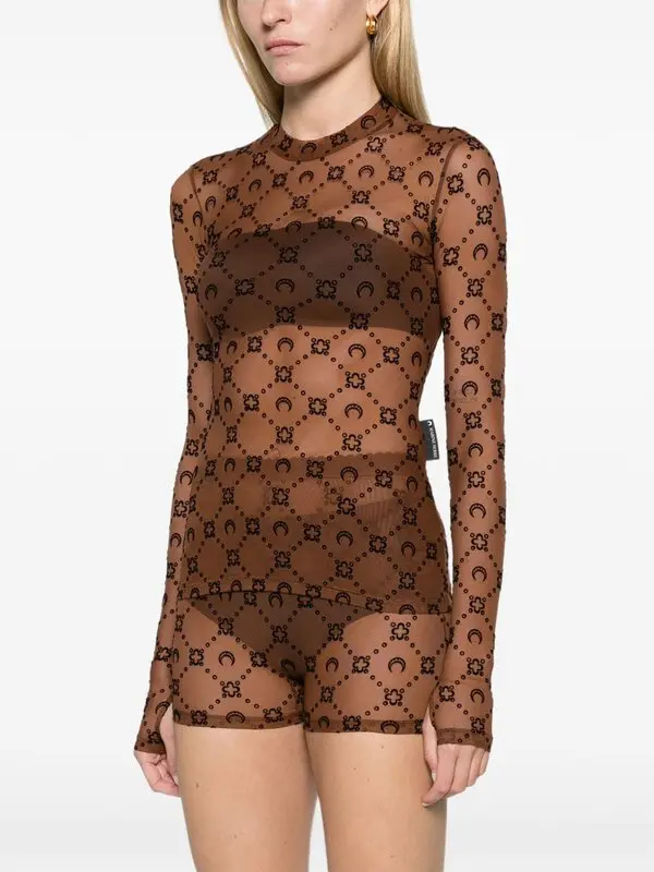 MARINE SERRE Monogram Mesh Flock Top