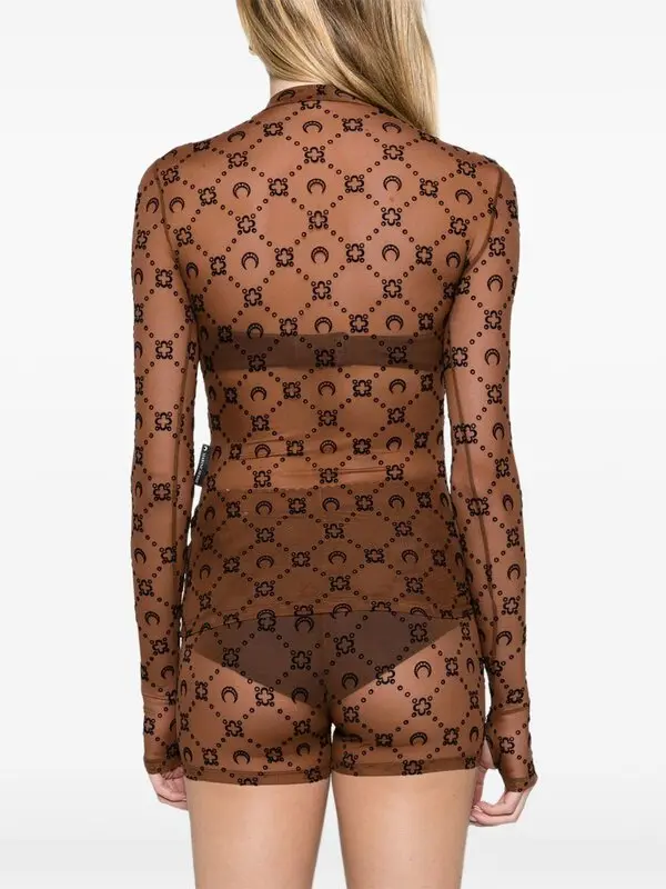 MARINE SERRE Monogram Mesh Flock Top
