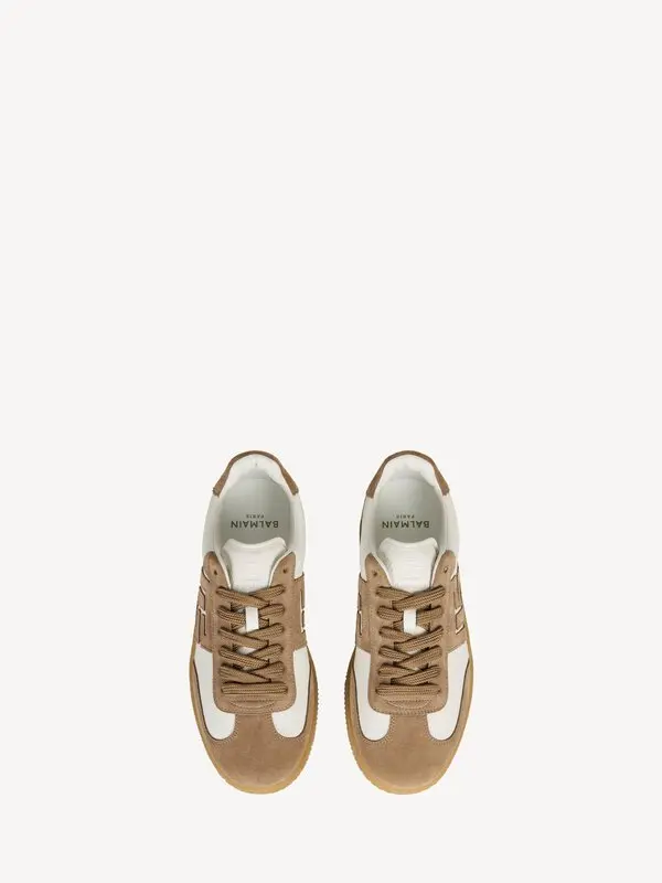 Balmain Swan Sneakers In Smooth Leather And Suede