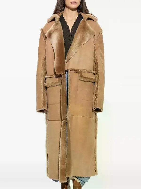 THE MANNEI Shearling-trim Long Coat