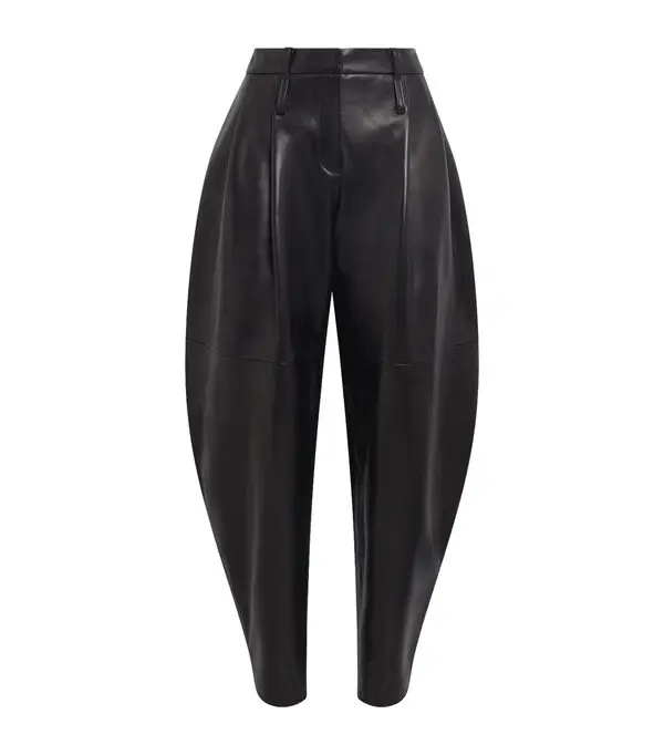 Brandon Maxwell Lambskin Barrel-leg Trousers - Black