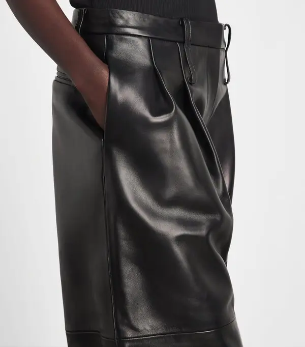 Brandon Maxwell Lambskin Barrel-leg Trousers