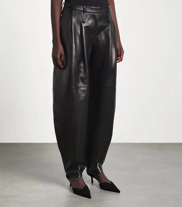 Brandon Maxwell Lambskin Barrel-leg Trousers