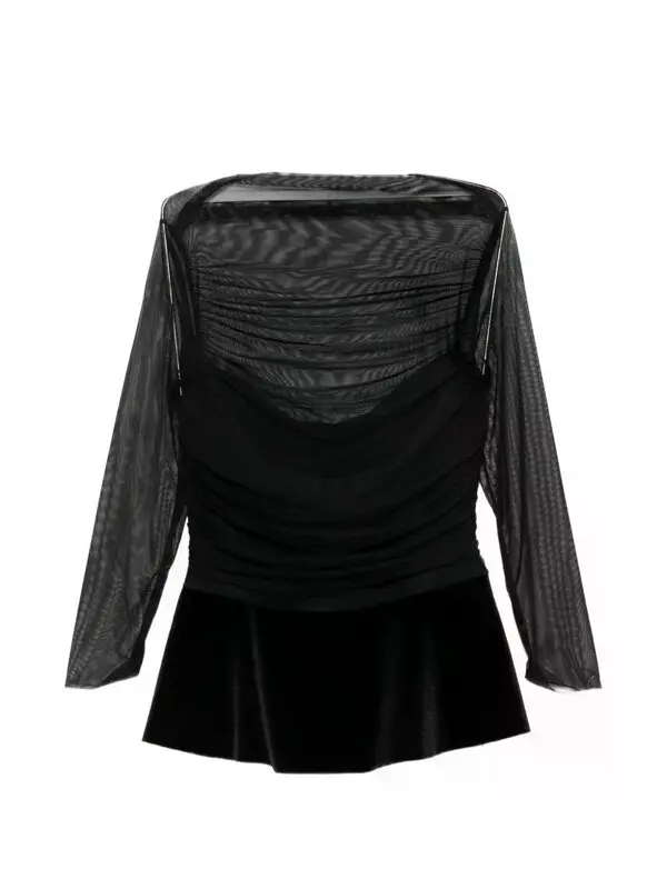 Chiara Boni La Petite Robe Mausi Ruched Mesh-panel Top - Black