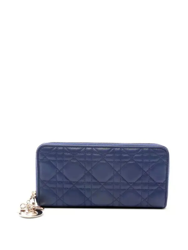 Dior 2000-2026 Lambskin Cannage Zip Around Wallet Long Wallets