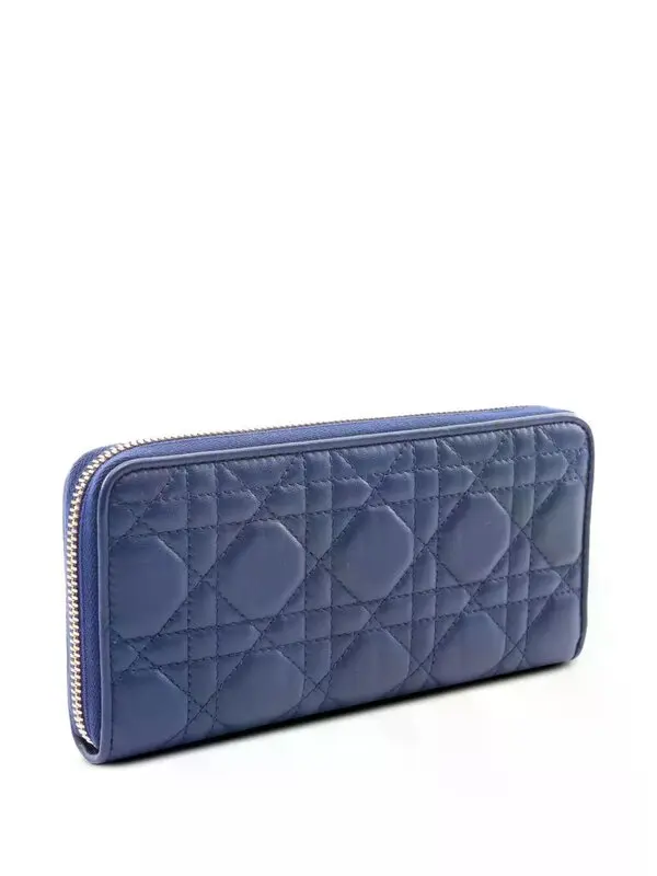Dior 2000-2026 Lambskin Cannage Zip Around Wallet Long Wallets