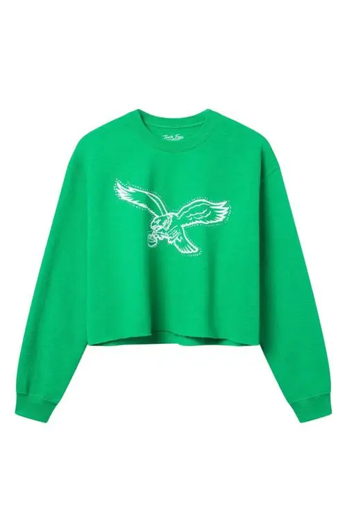 Junk Food Philadelphia Eagles Bling Flea Market Fleece Crop Sweatshirt - Kelly