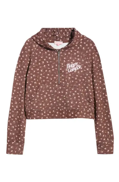 HAPPY CAMP3R Half Zip Graphic Hoodie - Espresso