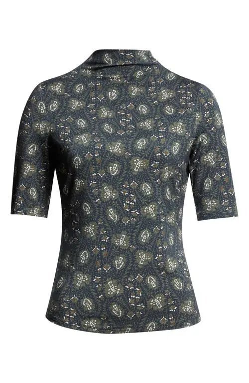 Veronica Beard James Mock Neck Top - Black Multi