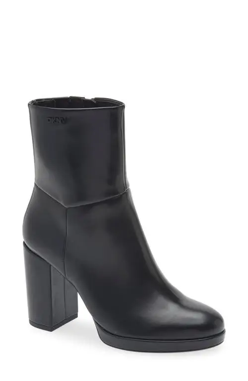 Dkny Denisa Faux Leather Heeled Bootie - Black