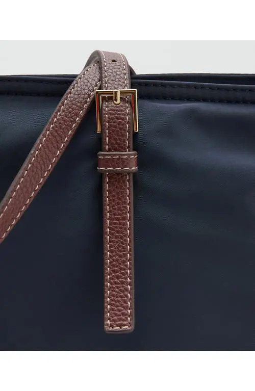 Mango Buckle Detail Tote - Navy