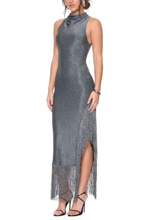 Rachel Rachel Roy Olivara High Neck Fringe Maxi Dress
