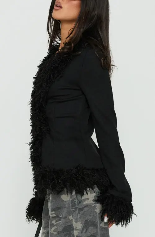 Princess Polly Brynlie Faux Fur Trim Cardigan