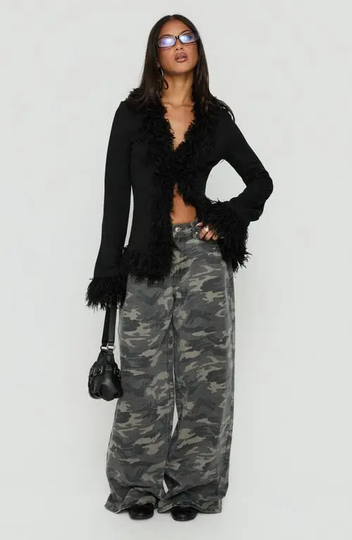 Princess Polly Brynlie Faux Fur Trim Cardigan