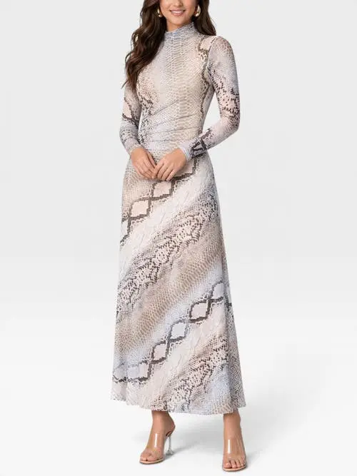 Rachel Rachel Roy Ramy Printed Mesh Midi Dress - Stone Python
