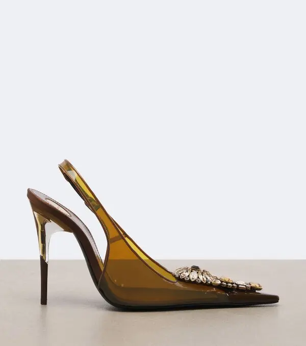 Saint Laurent Isabella Embellished Tpu Slingback Pumps