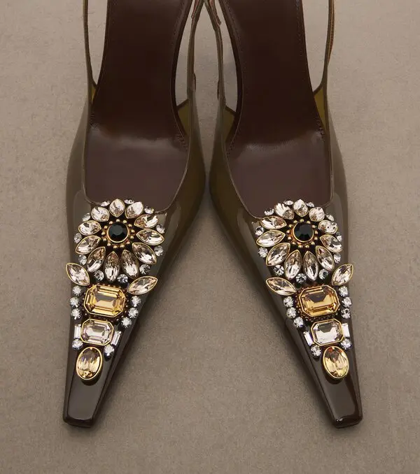 Saint Laurent Isabella Embellished Tpu Slingback Pumps